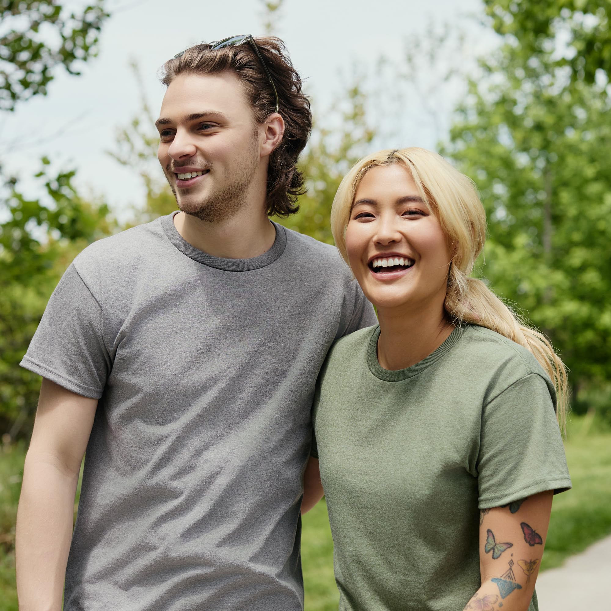 Hanes Mens Beefyt T-shirt, Heavyweight Cotton Crewneck Tee, 1 Or 2 Pack, Available In Tall Sizes Fashion-t-shirts, Deep Forest - 1 Pack, Large US