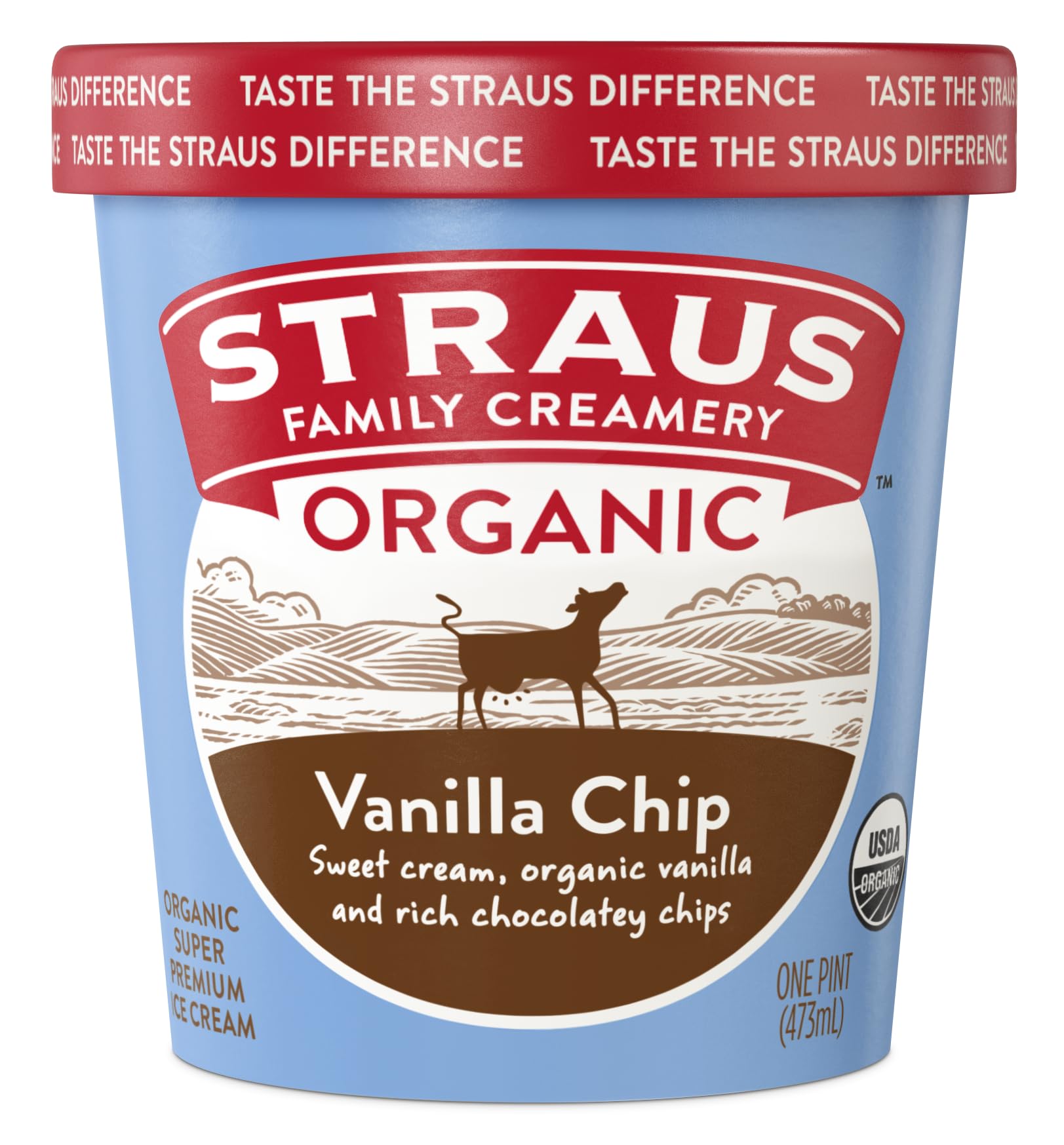 Straus Family Creamery Organic Vanilla Chocolate Chip Ice Cream, 16oz