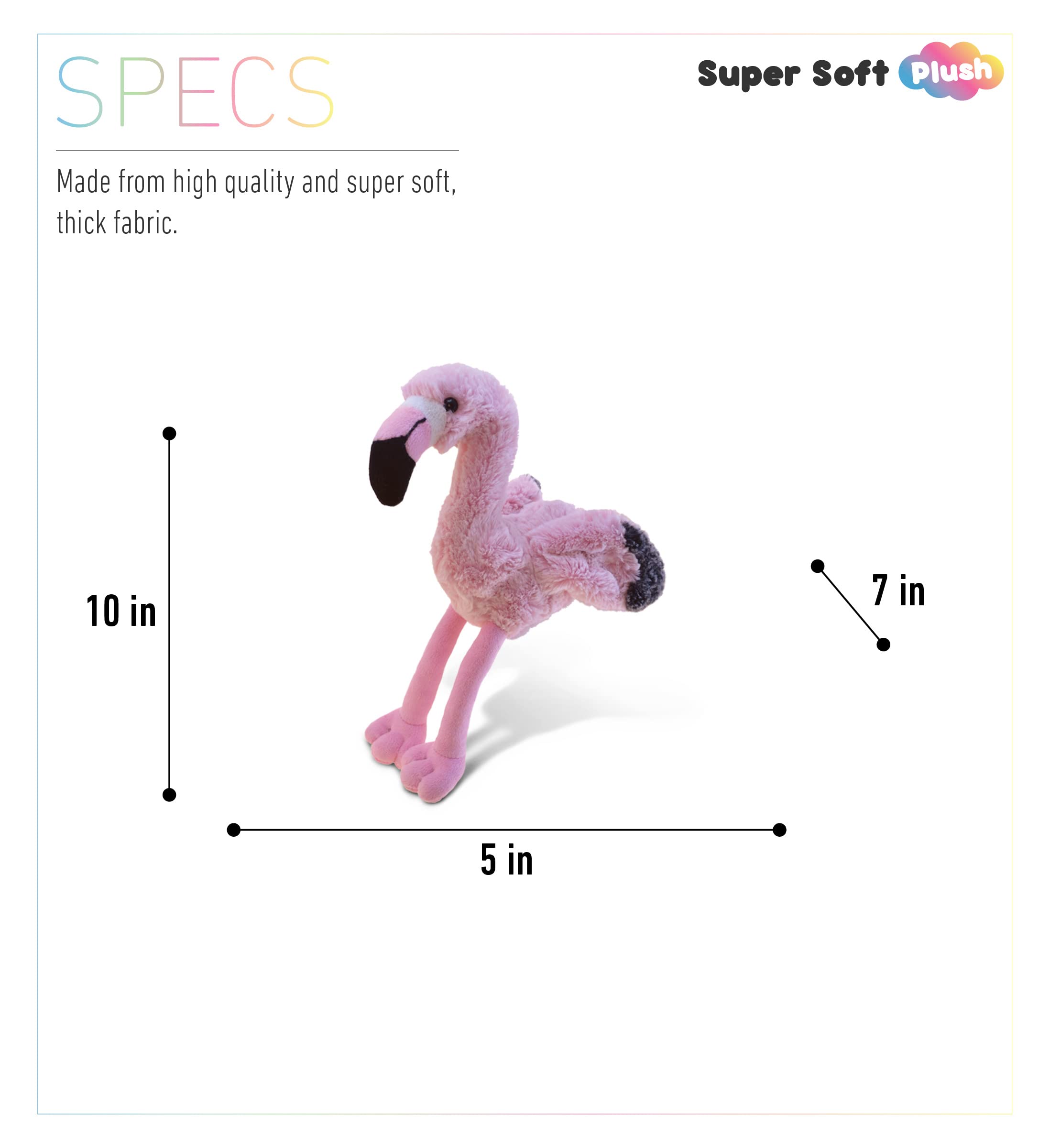 Puzzled Super Soft Pink Flamingo Plush, 8"