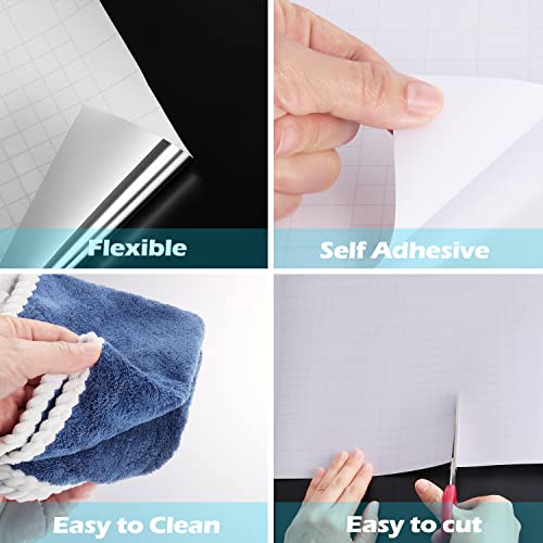 FunStick Flexible Mirror Stickers Wall Stickers 12"x78.8" Self Adhesive Non Glass Safety Mirror Stickers Reflective Peel and Stick Mirror Paper Roll for Crafts Fun House Party Mirror Wall Decor PET