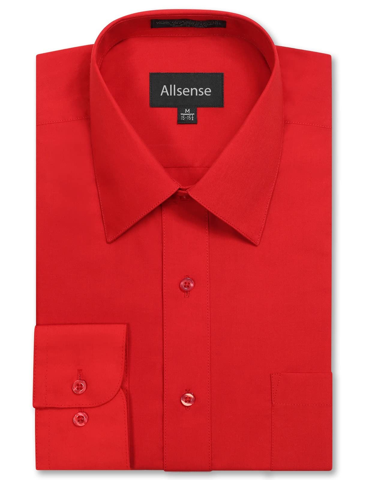 Allsense Men's Regular-Fit Long-Sleeve Dress Shirt, Red, 4X-Large