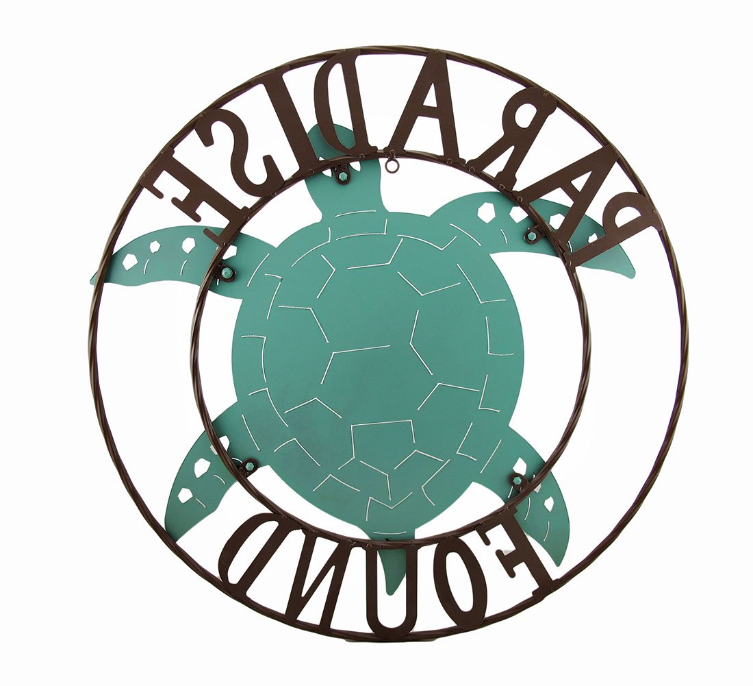 Zeckos Paradise Found Sea Turtle Metal Wall Hanging