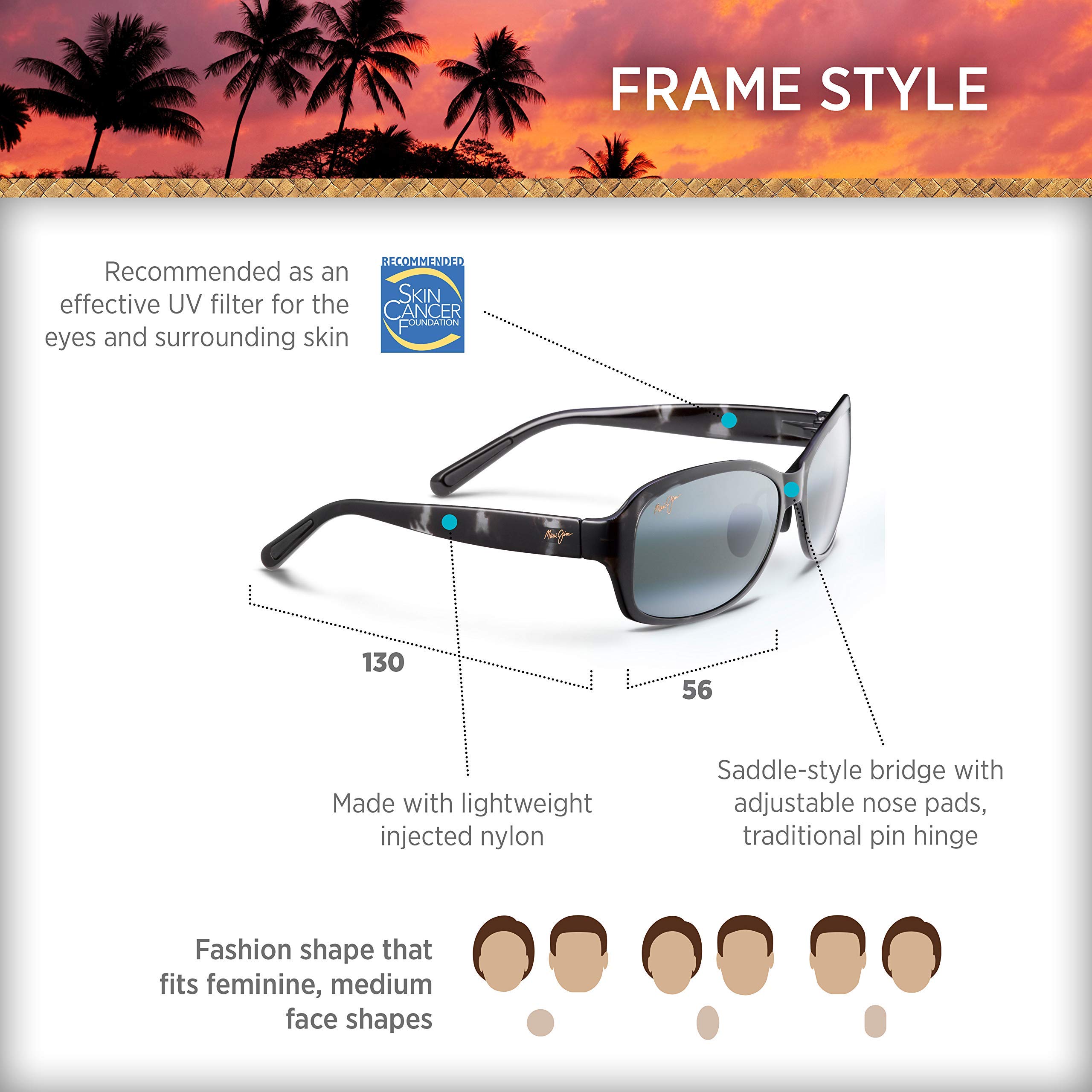Maui Jim Women's Koki Beach Polarized Fashion Sunglasses, Black and Grey Tortoise/Neutral Grey, Medium
