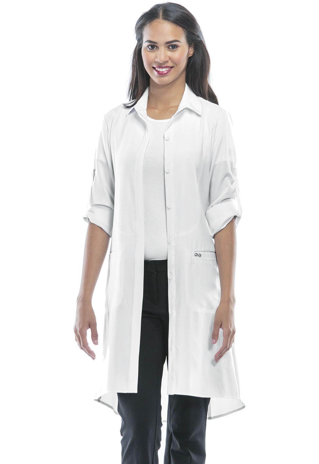 Infinity Cherokee Lab Coat For Woman With 2 Pockets Moisture Wicking & Wrinkle-Resistant Fabric 1401A, XL, White