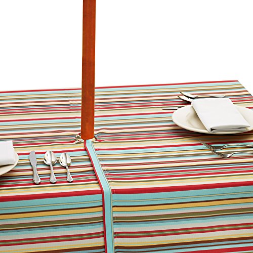 DII Summer Stripe Outdoor Collection Tabletop, Tablecloth, 60x84" w/Zipper (CAMZ34858)