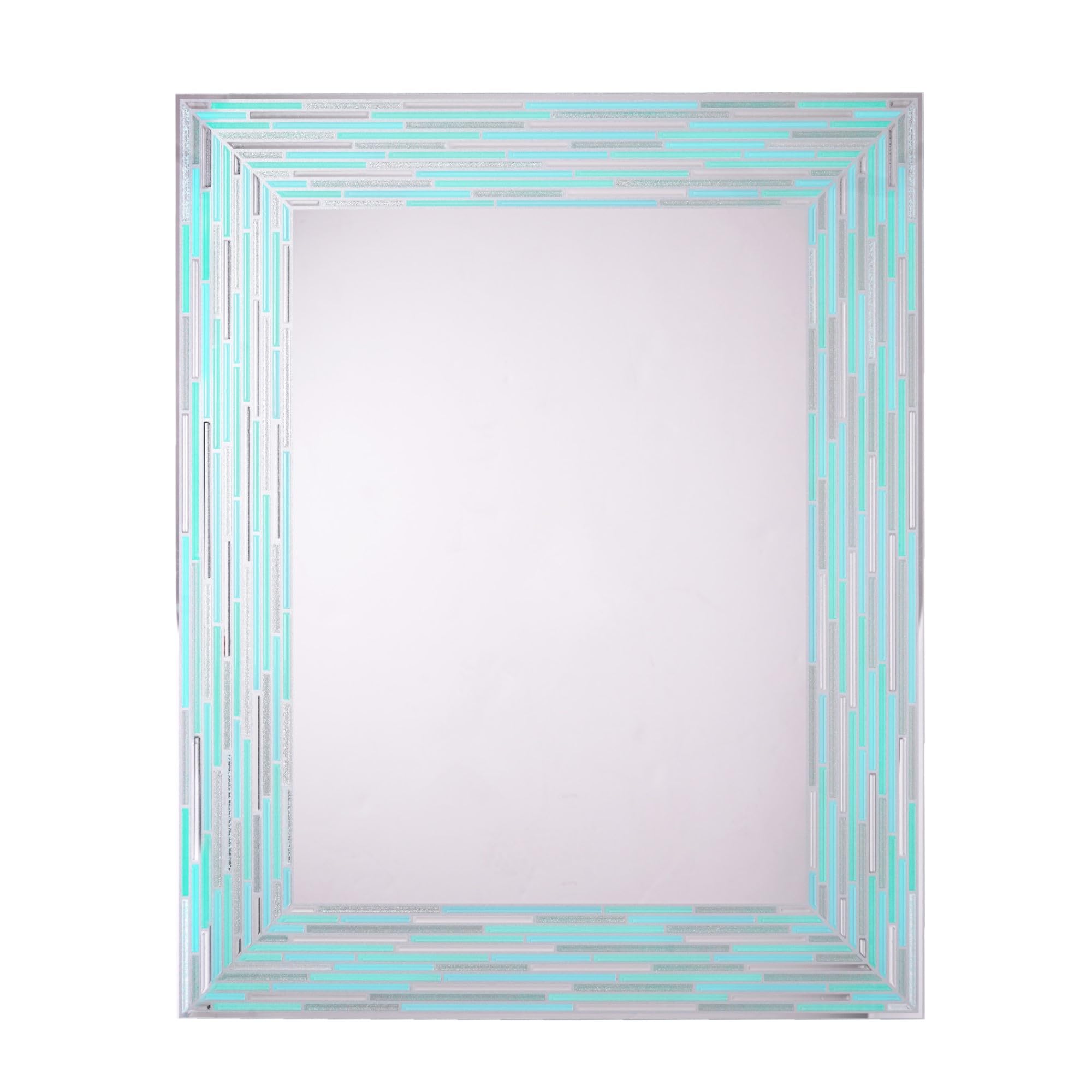 Head West 24"x30" Reeded Tiled Sea Glass Aqua Blue Vanity Mirror for Bathroom Wall, Mosaic Accent Rectangle Vanity Bathroom Mirror for Over Sink, Bedroom, & Living Room
