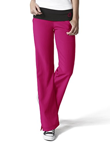 WonderWink Women's Four Stretch Fold Over Knit Waist Scrub Pant, Coral Reef, 3X-Large