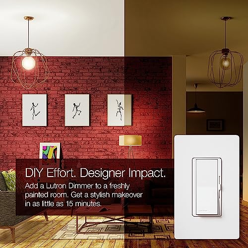 Lutron Diva LED+ Dimmer Switch for Dimmable LED, Halogen and Incandescent Bulbs, 150W/Single-Pole or 3-Way, Light Almond (2-Pack)