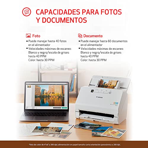 Canon imageFORMULA RS40 Photo and Document Scanner, with Auto Document Feeder | Windows and Mac | Scans Photos - Vibrant Color - USB Interface - 1200 DPI - High Speed - Easy Setup