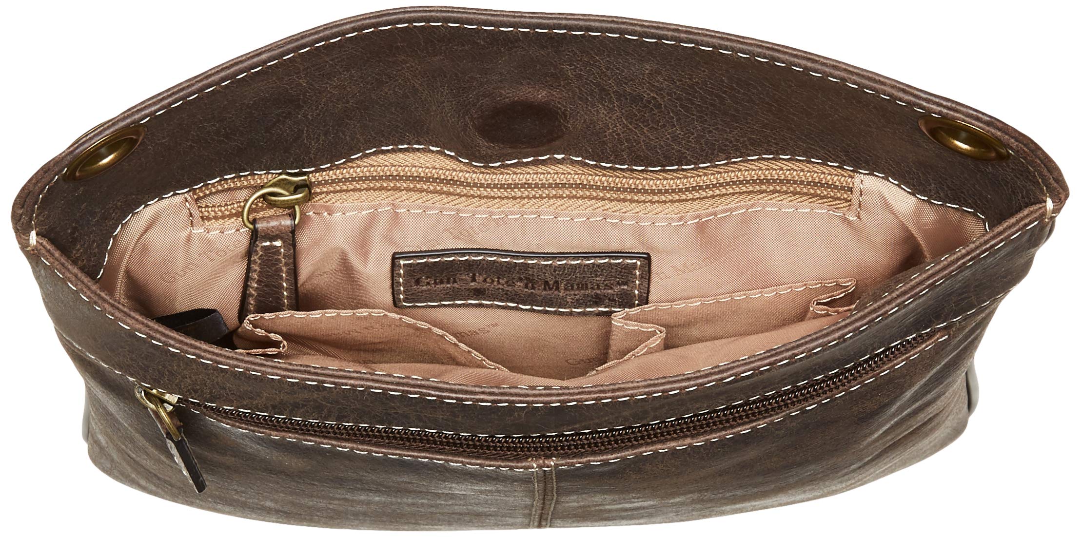 Gun Toten Mamas GTM CZY/01 Concealed Carry BR Distressed Vintage Buffalo Leather Flat SAC Bag, Brown