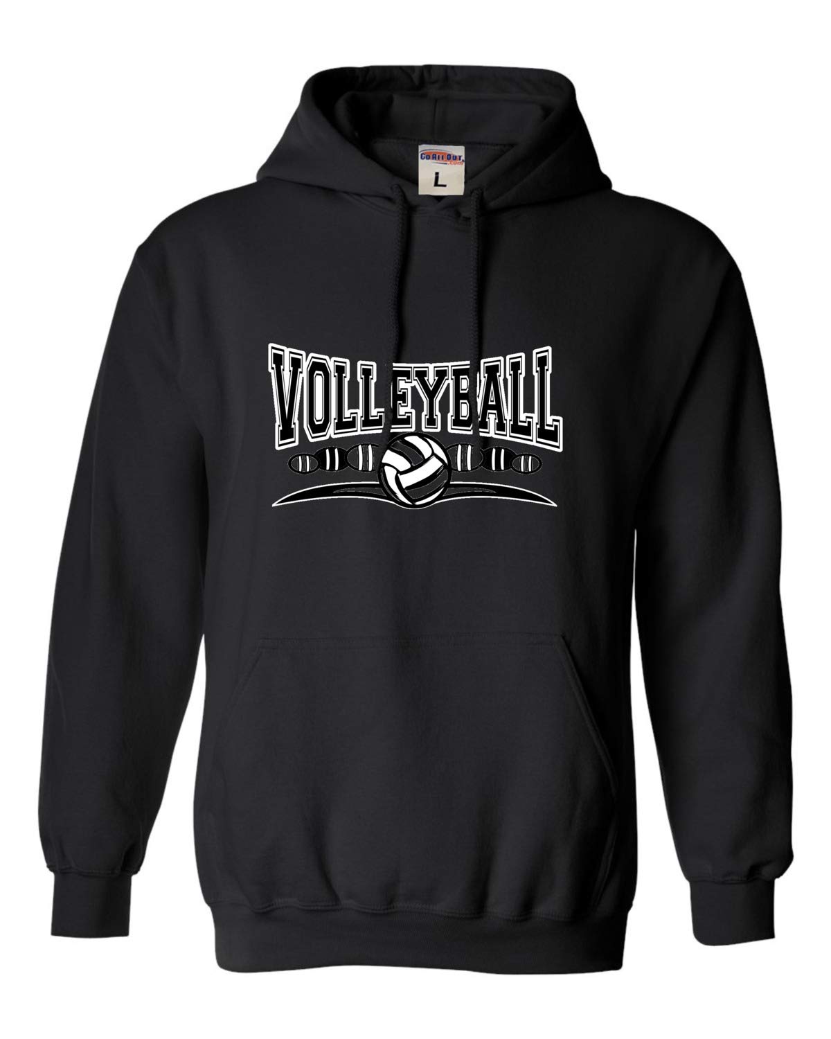 Go All Out Medium Black Mens Volleyball Cool Design Sweatshirt Hoodie