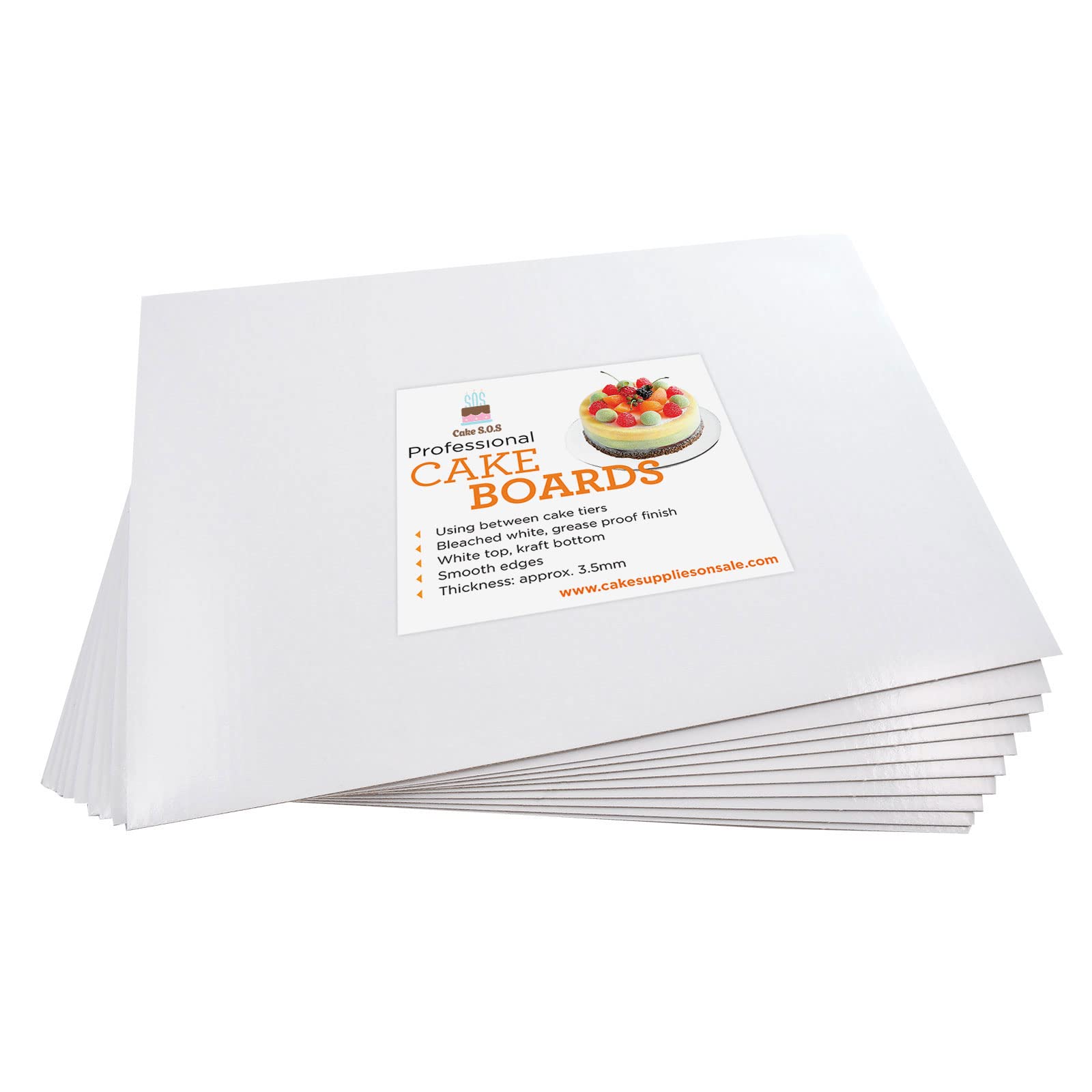 10"x14" Rectangle White, Waxed Greaseproof Finish, Board Cardboard, Sturdy Corrugated CakeBoard, Pack of 25