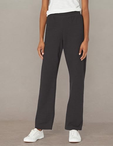 Hanes Women's Open Leg Sweatpants, EcoSmart Fleece Sweats, Regular & Petite, Ebony, Medium