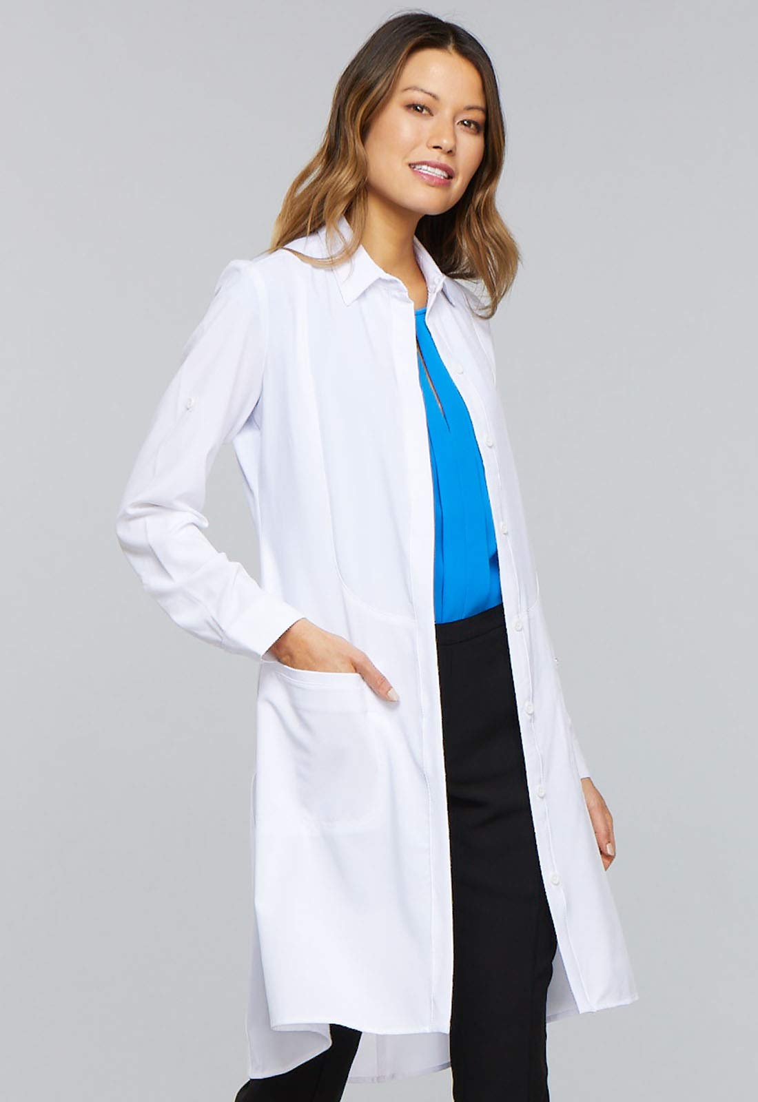 Infinity Cherokee Lab Coat For Woman With 2 Pockets Moisture Wicking & Wrinkle-Resistant Fabric 1401A, XL, White
