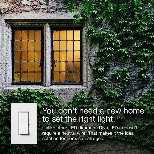 Lutron Diva LED+ Dimmer Switch for Dimmable LED, Halogen and Incandescent Bulbs, 150W/Single-Pole or 3-Way, Light Almond (2-Pack)