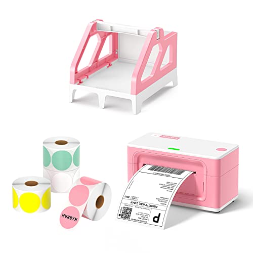 MUNBYN 2 Inch Pink Circle Thermal Sticker Labels, Shipping Scale, Pink Shipping Label Printer
