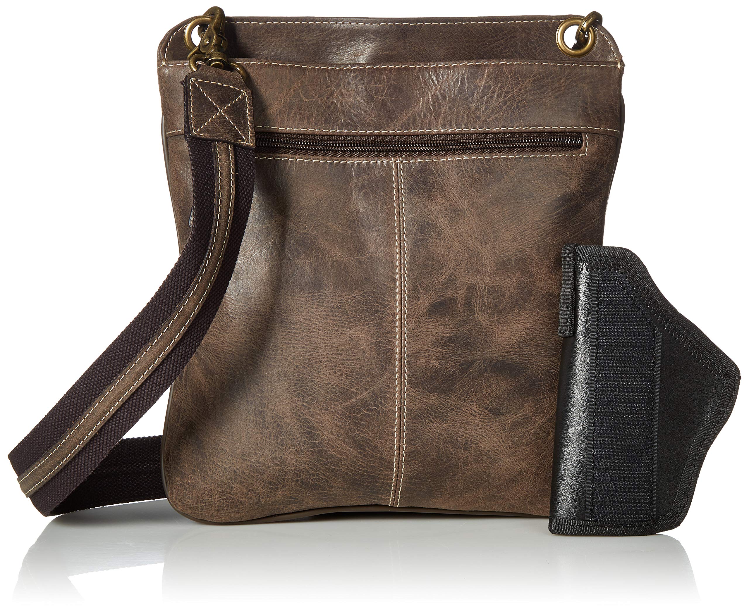 Gun Toten Mamas GTM CZY/01 Concealed Carry BR Distressed Vintage Buffalo Leather Flat SAC Bag, Brown