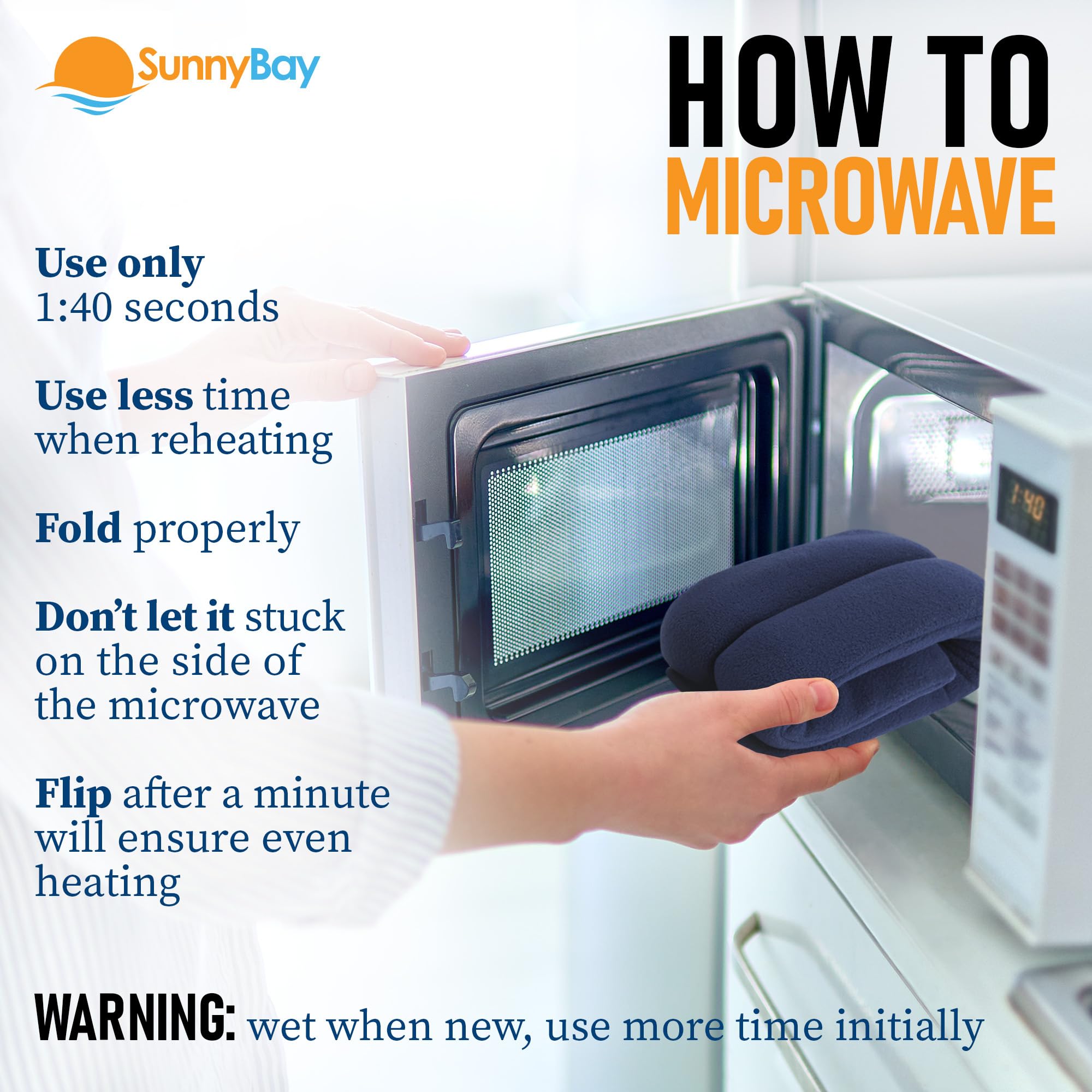 SunnyBay Microwave Heating Pad for Neck and Shoulders, 2.2 lbs 26 inch Long Versatile Microwavable Neck Wrap Warmer or Cool Pack, Hot or Cold Therapy to Relax Sore Muscles (Blue)