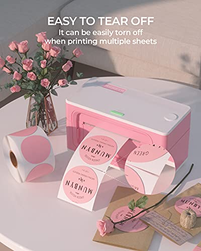 MUNBYN 2 Inch Pink Circle Thermal Sticker Labels, Shipping Scale, Pink Shipping Label Printer
