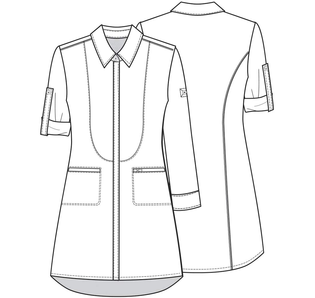 Infinity Cherokee Lab Coat For Woman With 2 Pockets Moisture Wicking & Wrinkle-Resistant Fabric 1401A, XL, White