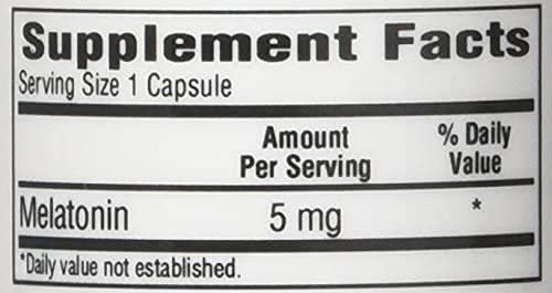 Bio-Tech Pharmacal Melatonin (5 mg), 100 Capsules – All-Natural Supplement – Support Sleep, Cardiovascular, Immune, & Bone Health – No Dairy, Fish, Gluten, Peanut, Shellfish, GMOS, & Soy – No