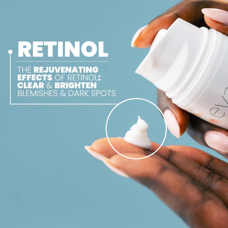 Eva Naturals Anti-Aging Retinol Cream - Day & Night Moisturizer with Hyaluronic Acid & Vitamin E, Reduces Fine Lines & Dark Spots (2 oz)