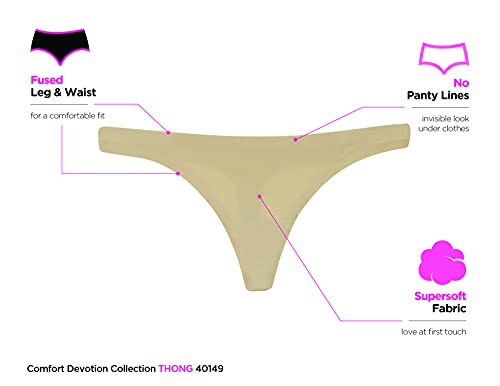 Maidenform womens Comfort Devotion No Pinch Panties, Hipster, Bikini, Available g string and thong panties, - Black W/Body Beige Lining, Small US