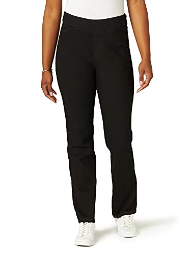 Chic Classic Collection Women's Easy-Fit Elastic-Waist Pant, Black Denim, 8 Average