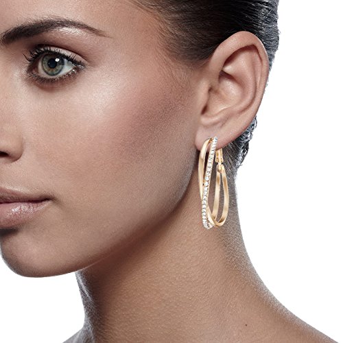 Gemini Ladies Jewelry Platinum White Gold Plated Big Round Hoop Crystal Pierce Earring Sz 4cm Silver