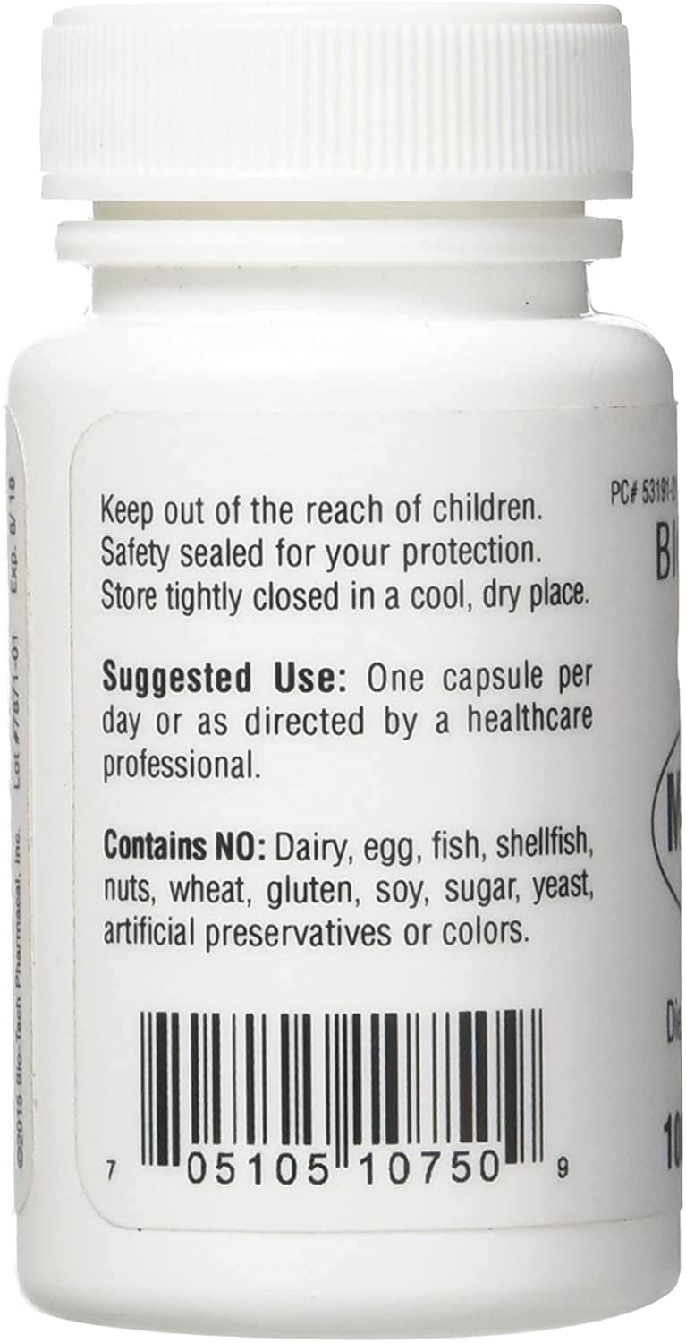 Bio-Tech Pharmacal Melatonin (5 mg), 100 Capsules – All-Natural Supplement – Support Sleep, Cardiovascular, Immune, & Bone Health – No Dairy, Fish, Gluten, Peanut, Shellfish, GMOS, & Soy – No