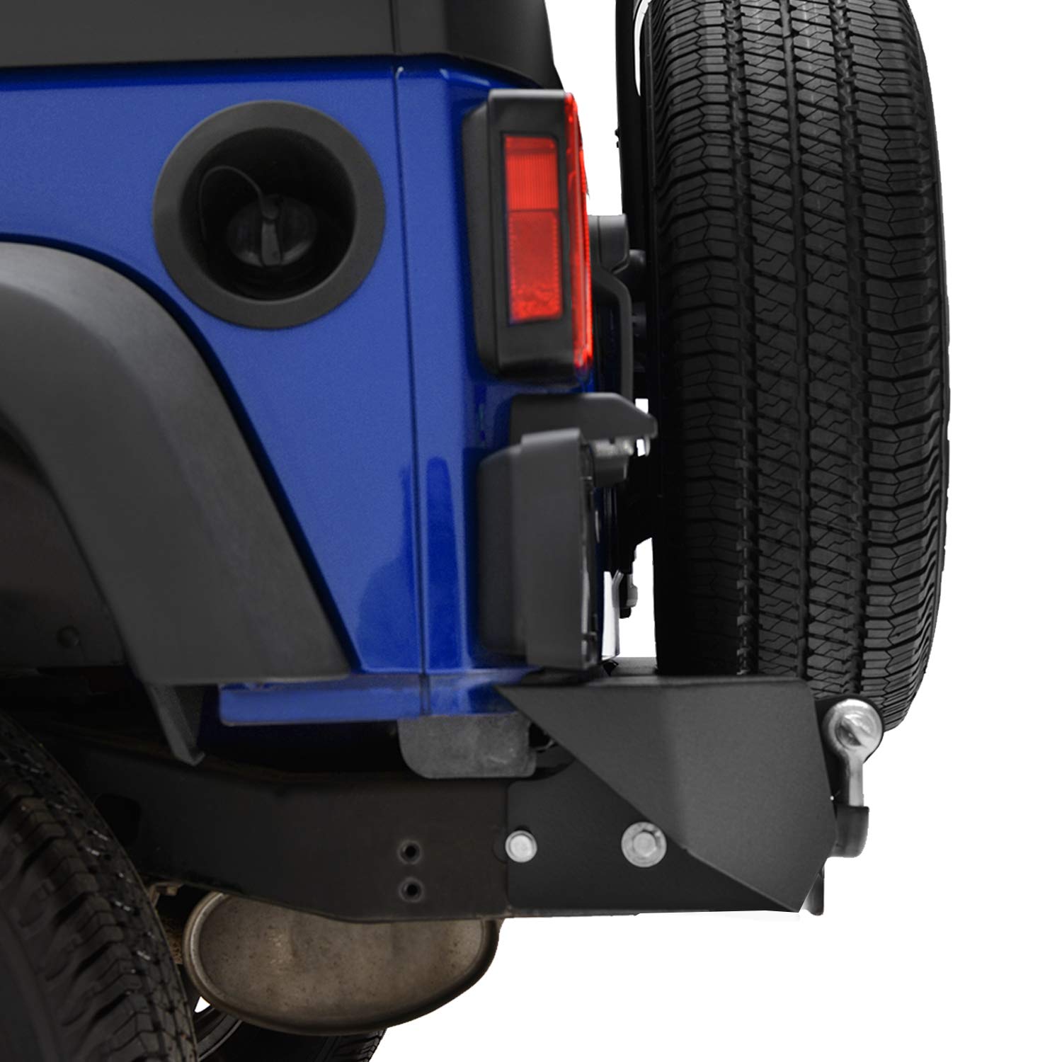 EAG 2007-2018 Jeep Wrangler JK Rock Crawler Rear Bumper with Hitch Receiver D-ring Shackle