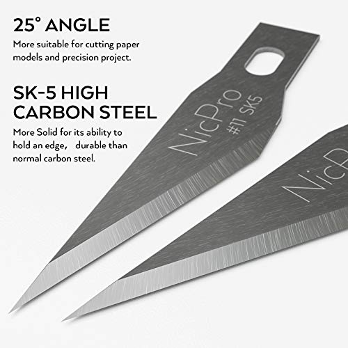 Nicpro 120 PCS Hobby Blades Set SK-5, Utility #11 Art Blades Refill Cutting Tool with Storage Case for Craft, Hobby, Scrapbooking, Stencil