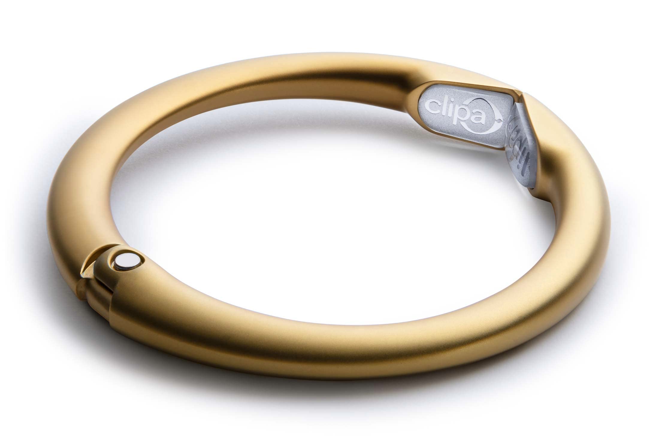 Clipa Bag Hanger β Matte Gold PVD - The Ring That Opens Into a Hook and Hangs in Just 1/2" of Space, Holds 33 lbs., 3 yr. Warranty