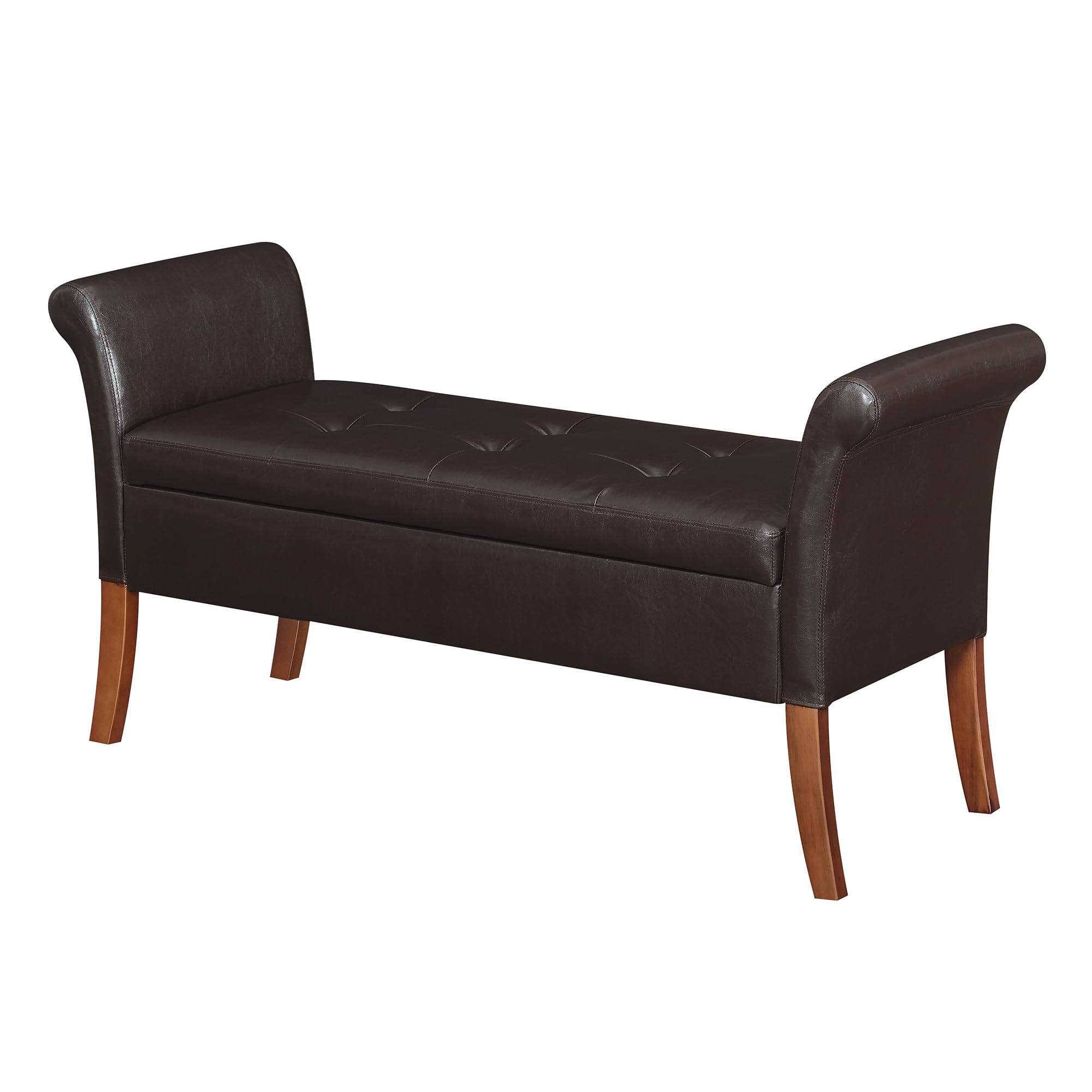 Convenience Concepts Designs4Comfort Garbo Upholstered Modern Ottoman Living Room, Sitting, Storage Bench with Seating for Entryway, 51.25", Espresso Faux Leather