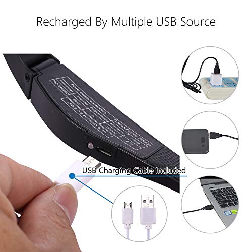 YOCTOSUN Rechargeable Magnifying Glasses, Head Magnifier Glasses with 2 LED Lights and Detachable Lenses 1.5X, 2.5X, 3.5X,5X, Best Eyeglasses Magnifier for Reading and Hobby
