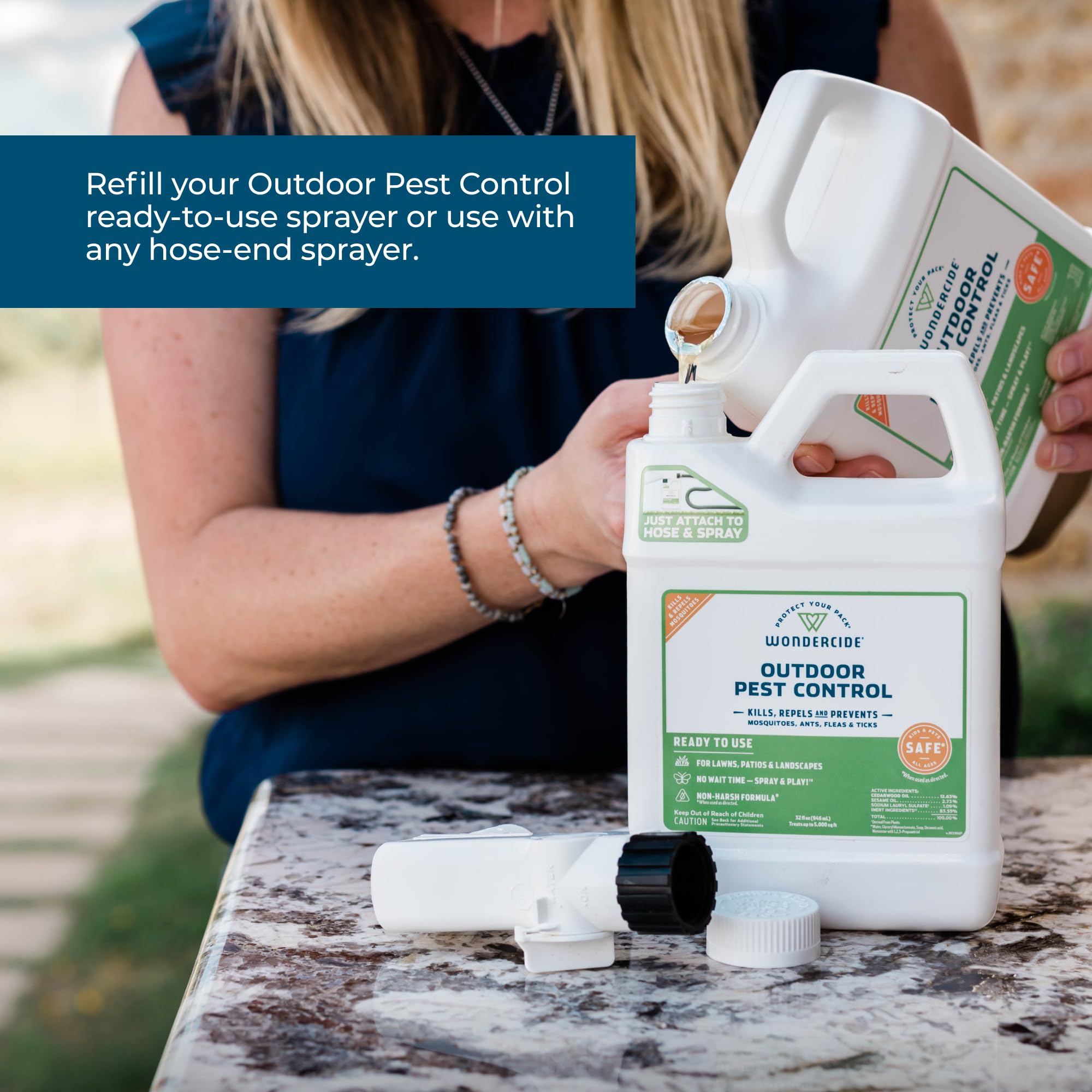 Wondercide - Outdoor Pest Control Spray Concentrate with Natural Essential Oils - Mosquito, Ant, Roach, and Insect Killer, Treatment, and Repellent - Safe Around Pets, Plants, Kids - 32 oz