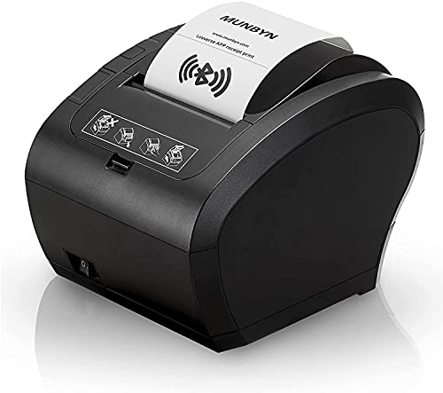 MUNBYN Bluetooth 5.0 POS Printer P047, 80mm Receipt Printer, Direct Thermal Printer with USB Serial Ethernet, Bluetooth, Android Windows PC