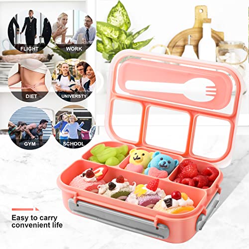 Lunch Box/ Containers for Adults/Kids/Toddler,1300ML-4 Compartment Bento Box,Microwave & Dishwasher & Freezer Safe, BPA Free (Pink)