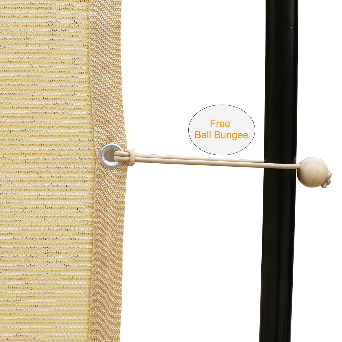 Shatex 90% Shade Fabric 10x 12ft Sun Shade Cloth with Grommets for Pergola Cover Canopy Wheat, 12 Bungee Balls