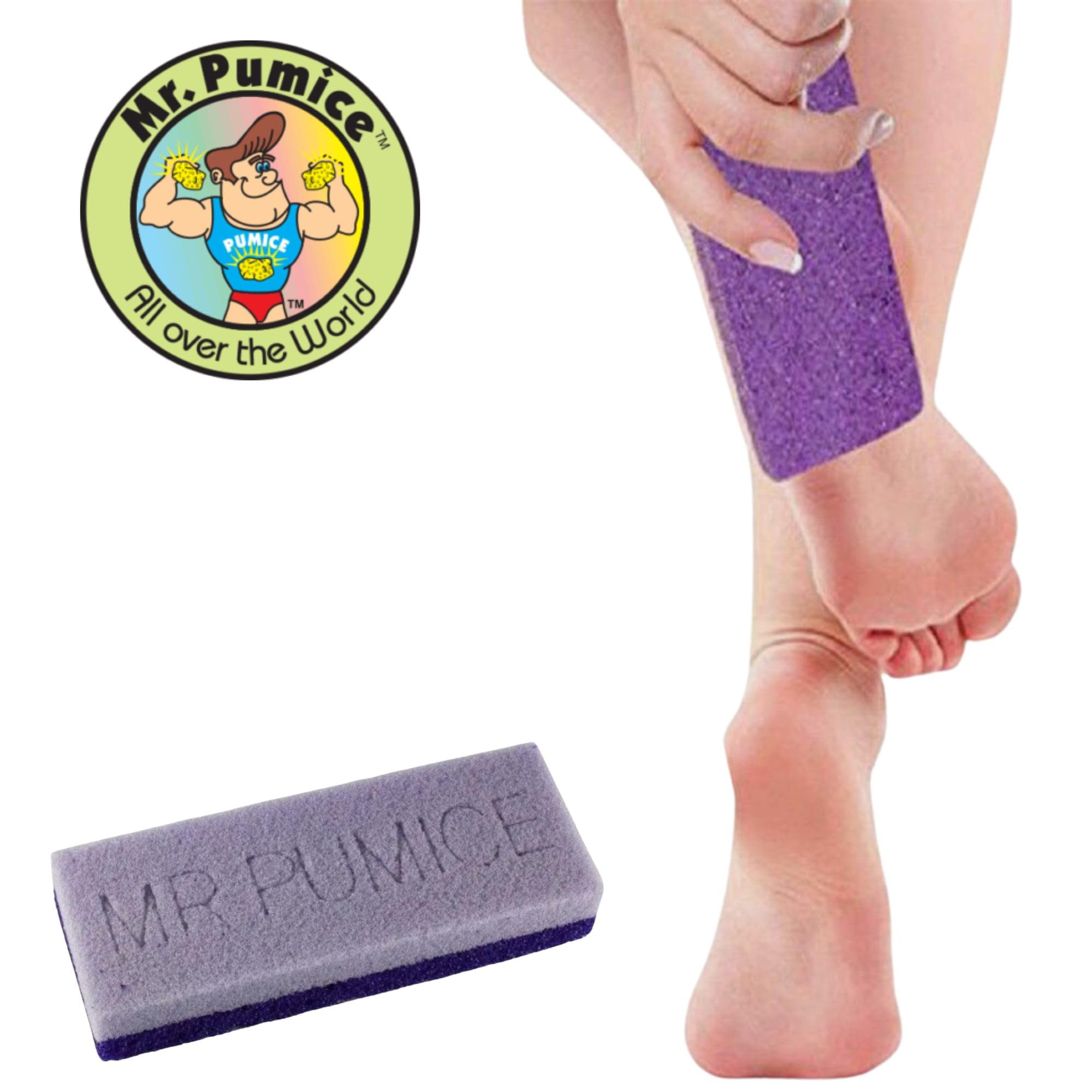 Mr. Pumice Ultimate PUMI Bar, 2-in-1 Callus Remover, Pedicure Stone & Ped File Scrubber for Smooth Feet and Heels, Dual-Grit (Medium + Coarse), 1 Pack