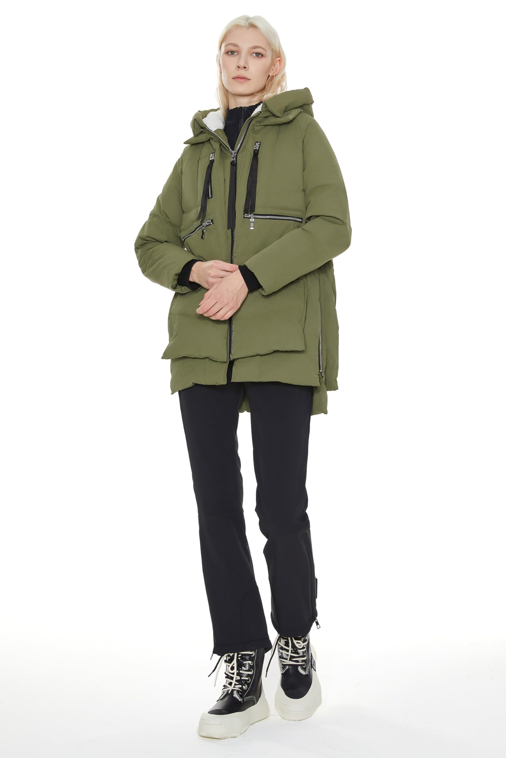 Orolay Women's Thickened Down Jacket Green Small