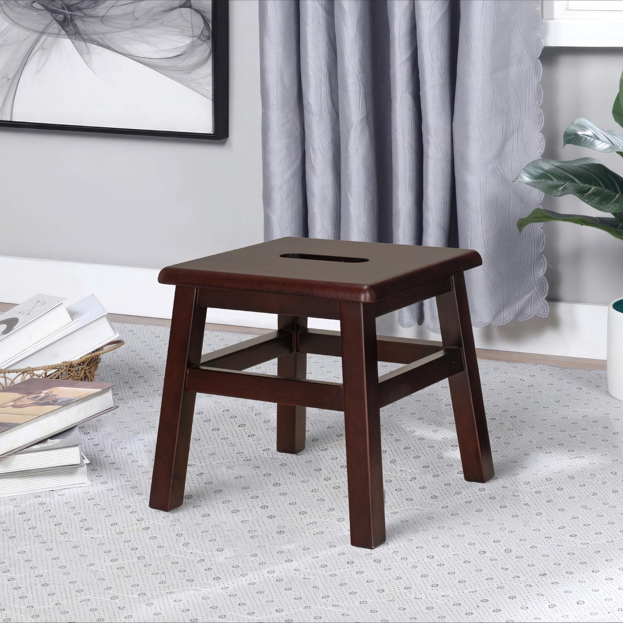 eHemco Solid Hardwood Step Stool for Adults and Kids, 12.25 Inches, Espresso, Set of 2
