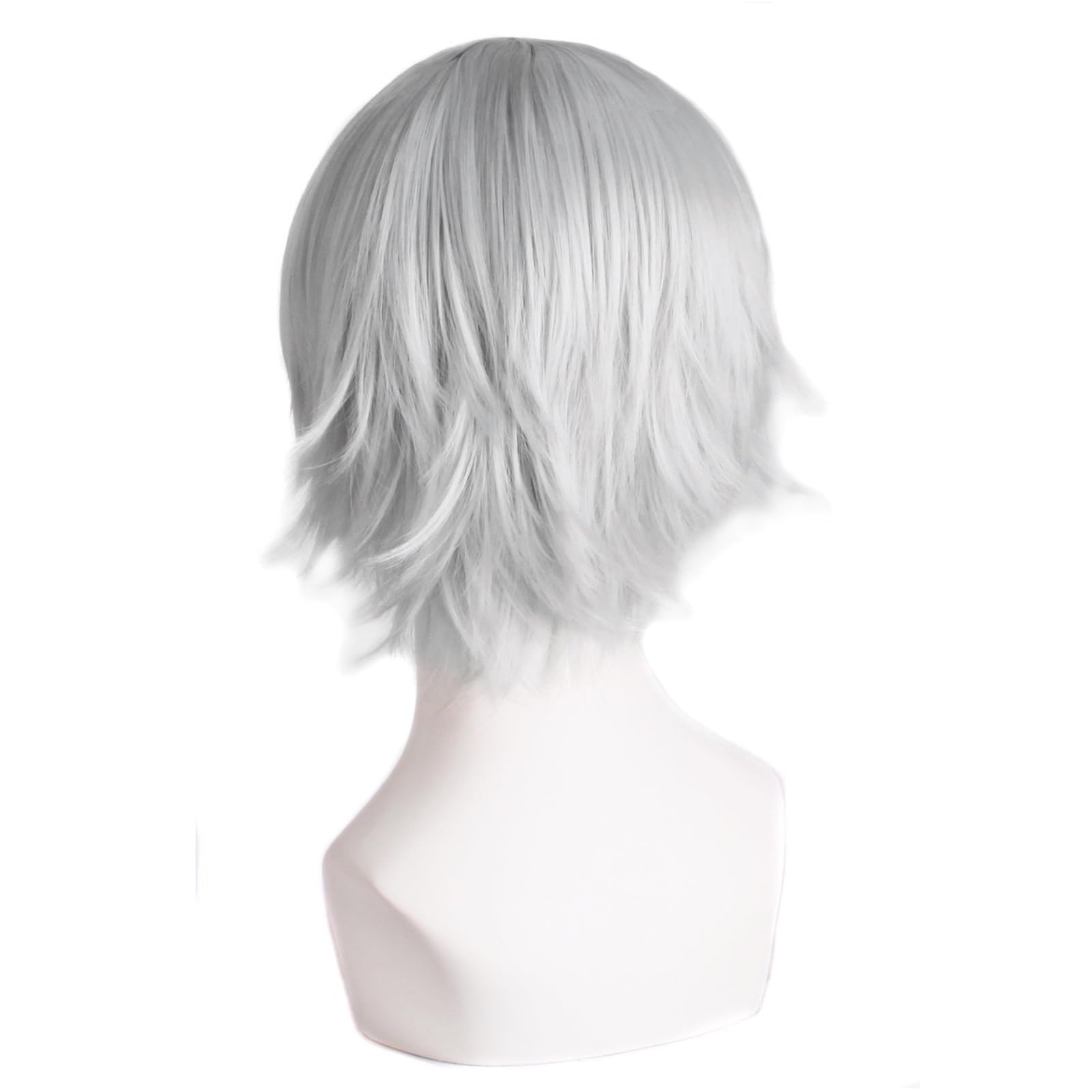 MapofBeauty Men's Short Straight Wig Cosplay Costume Wig (Silver Grey)