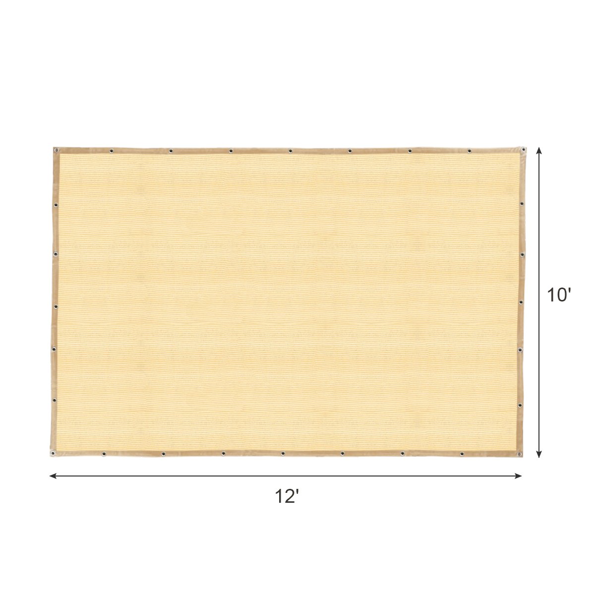 Shatex 90% Shade Fabric 10x 12ft Sun Shade Cloth with Grommets for Pergola Cover Canopy Wheat, 12 Bungee Balls