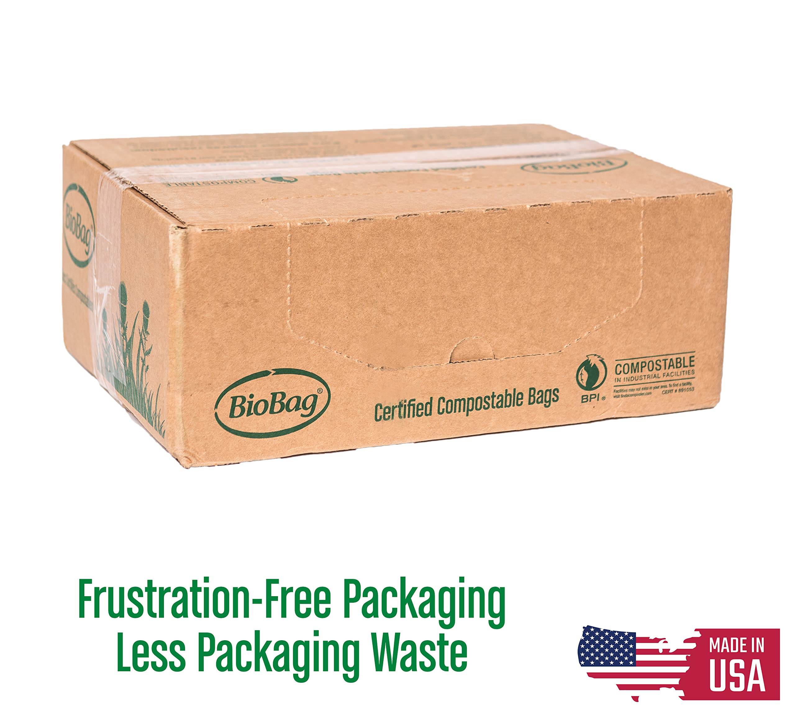 BioBag (USA) The Original Compostable Bag, 96 Gallon, 60 Count, 100% Certified Compostable Trash Bag Liners for Food Waste, Extra Strong and Durable, Trash Bag