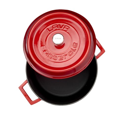 Lava Signature Enameled Cast-Iron Round Dutch Oven - 4-3/4 Quart, Cayenne Red
