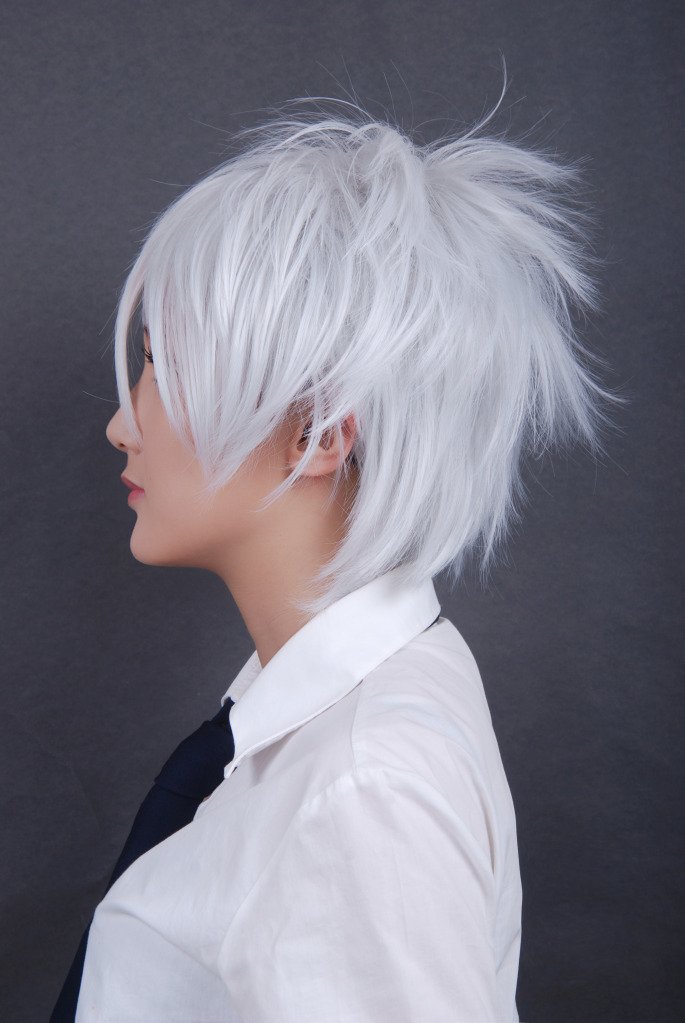 COSPLAZA Cosplay Wigs short white Party Full Hair with Free Cap Free Wig Net