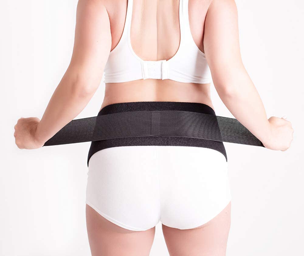 CABEA Baby Belly Band Sport Pregnancy Maternity Belt Abdominal Hip Back Support Black (Small 0-6 fits waist 30-40")