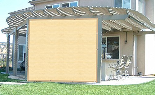 Shatex 90% Shade Fabric 10x 12ft Sun Shade Cloth with Grommets for Pergola Cover Canopy Wheat, 12 Bungee Balls