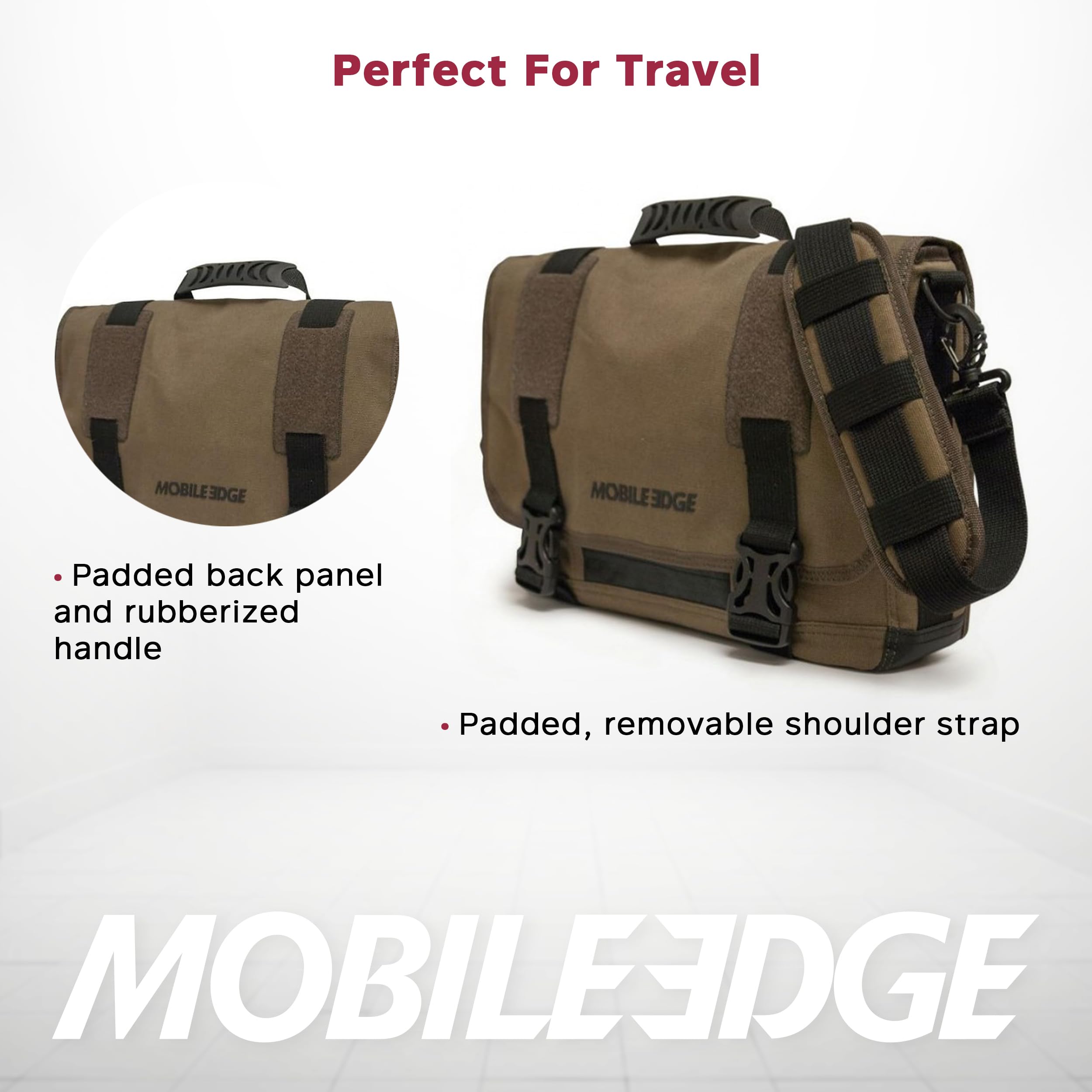 Mobile Edge ECO Laptop Messenger Bag for Men and Women, Fits Up To 14 Inch Widescreen PCs, Compatible with MacBook Pro 15 Inch, Travel Computer Bag, Olive Green, MEUME9